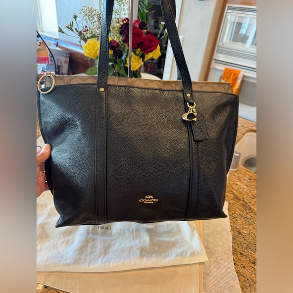 Coach | Bags | Coach May Large Pebbled Leather Tote Bag Black | Poshmark